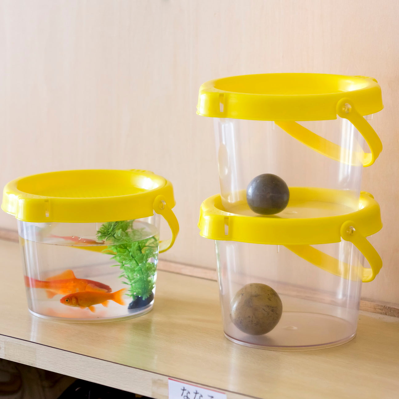 透明だから中が見える！ とうめいバケツ・イエロー（10個組） — コドモンストア